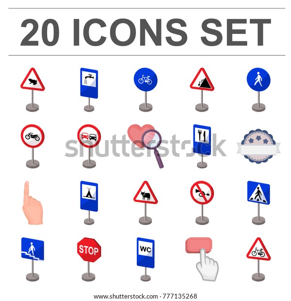 Different Types Road Signs Cartoon Icons Stock Vector (Royalty Free ...