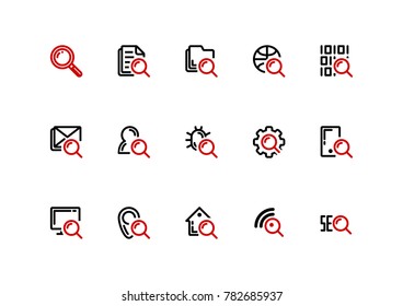 Different Types Search Icons Black Red Stock Vector (Royalty Free ...