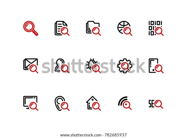 Different Types Search Icons Black Red Stock Vector (Royalty Free ...