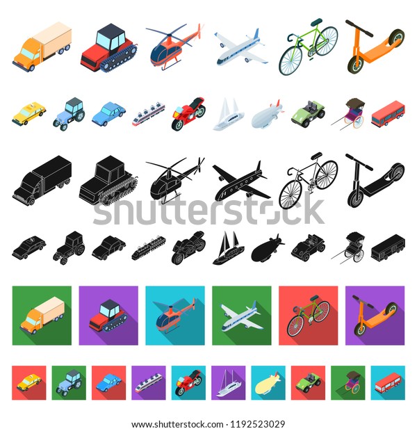 Different Types Transport Cartoon Icons Set Stock Vector (Royalty Free ...