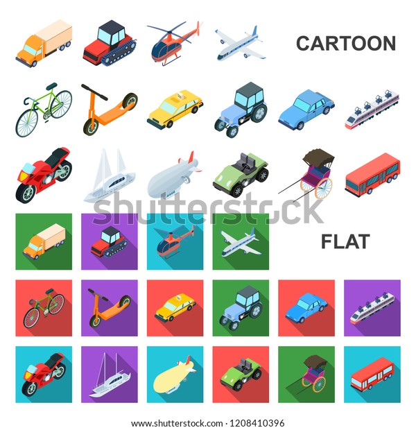 Different Types Transport Cartoon Icons Set Stock Vector (Royalty Free ...