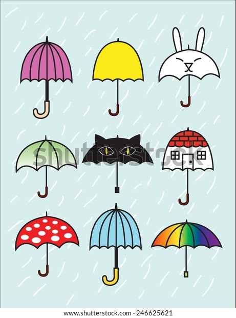 Different Types Umbrellas Stock Vector (Royalty Free) 246625621 ... Different Types Umbrellas Stock Vector (Royalty Free) 246625621 ...