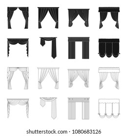 Different Kinds Curtains Outline Icons Set Stock Vector (Royalty Free ...
