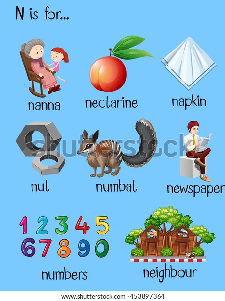 Different Words Letter N Illustration Stock Vector (Royalty Free) 453897364