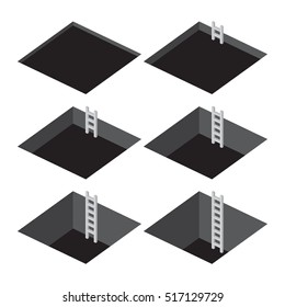Dig Deep Square Hole Ladder Stock Vector (Royalty Free) 517129729 ...