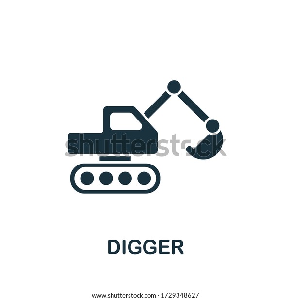 Digger Icon Industrial Collection Simple Line Stock Vector (Royalty ...