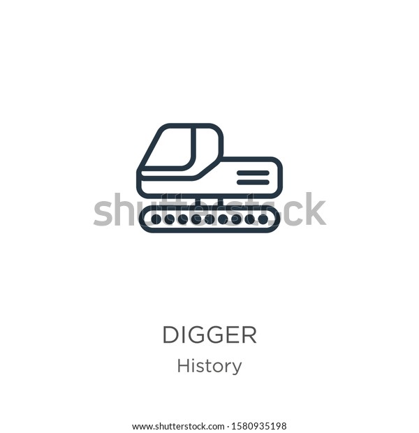 Digger Icon Thin Linear Digger Outline: เวกเตอร์สต็อก (ปลอดค่าลิขสิทธิ์ ...