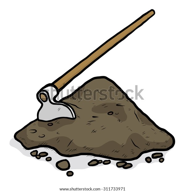 digger tool and pile of soil / cartoon vector and illustration, hand ...