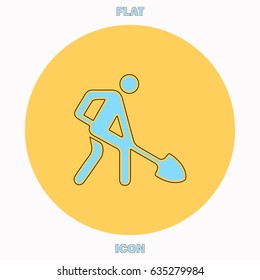 Digging Man Blue Outline Vector Icon Stock Vector (Royalty Free) 635279984