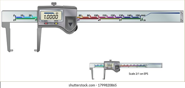 Digimatic Neck Caliper 06 0150 Mm Stock Vector (Royalty Free ...