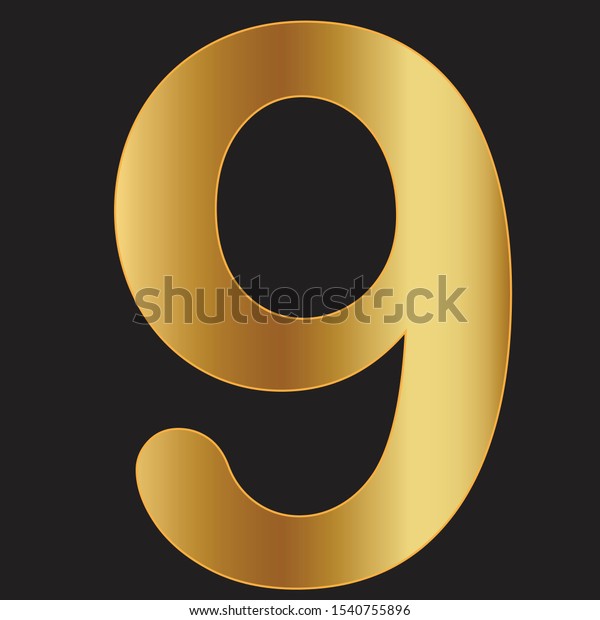 Digit 9 Symbol Sign On Black Stock Vector (Royalty Free) 1540755896 ...