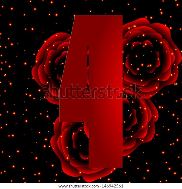 Digit On Background Red Roses Number Stock Vector (Royalty Free ...