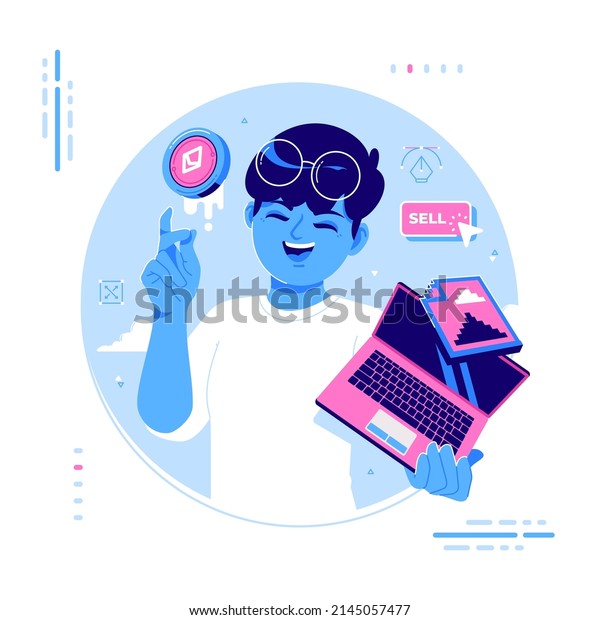 Digital Art Selling Concept Illustration Stock Vector (Royalty Free ...