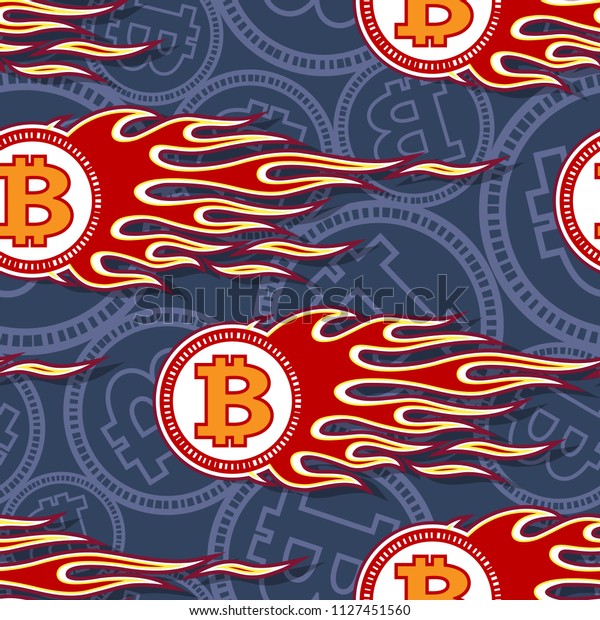 Digital Bitcoin Crypto Currency Printable Seamless Stock Vector ...