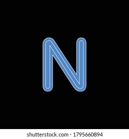 Digital Blue Colored N Alphabet White Stock Vector (Royalty Free ...