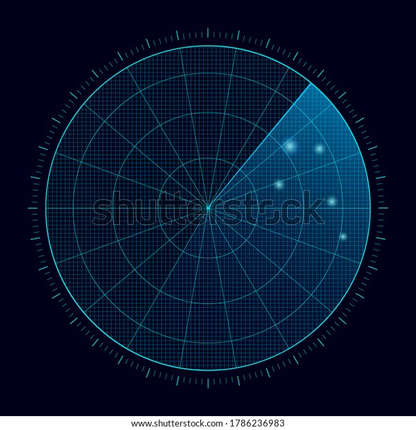 Digital Blue Realistic Radar Screen Hud: immagine vettoriale stock ...