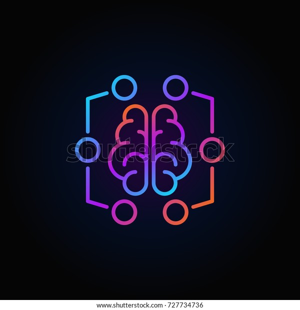 Digital Brain Colorful Icon Vector Machine Stock Vector (Royalty Free ...