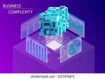Digital Business Complexity Concept 3d Isometric Stock Vector (Royalty ...