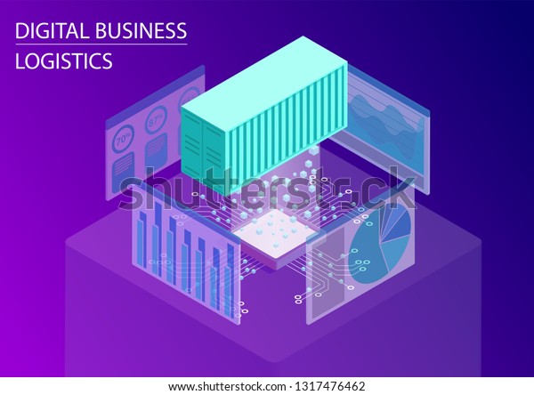 Digital Business Logistics Concept 3d Isometric Stock Vector (Royalty ...