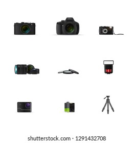 Digital Cameras Various Types Accessories Stock Vector (Royalty Free ...