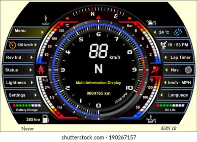 Digital Car Dashboard Stock Vector (Royalty Free) 190267157