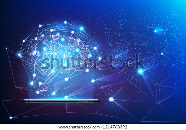 Digital Circuit Brain Neural Network Around Stock Vector (Royalty Free ...