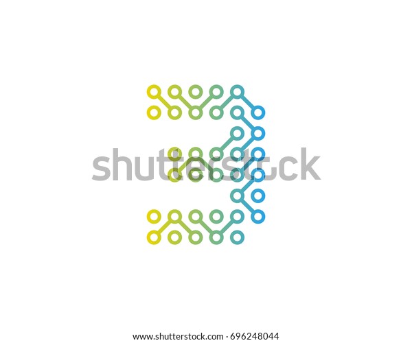 Digital Circuit Number 3 Icon Logo Stock Vector (Royalty Free ...