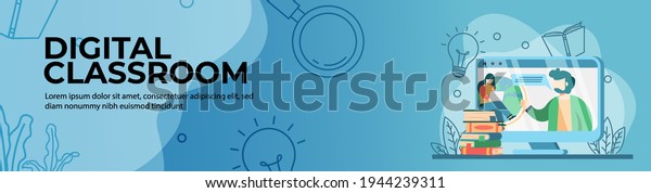 Diseño de Banner Web en aula: vector de stock (libre de regalías ...