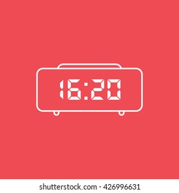 Digital Clock Line Icon On Red Stock Vector (Royalty Free) 426996631 ...