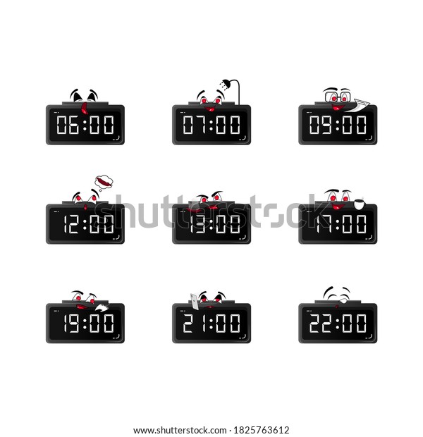 Digital Clock Showing Daily Routine Easy Stock Vector (Royalty Free ...