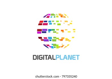 Digital Colorful Planet Pixel Circle Logo Stock Vector (Royalty Free ...