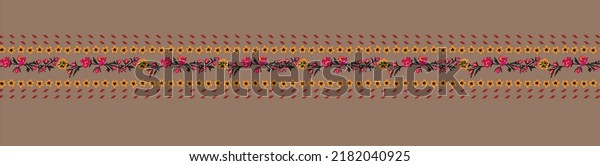 Digital Colorful Textile Borders Design Print Stock Vector (Royalty ...