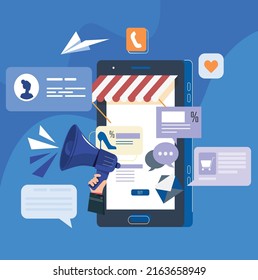 Digital Communication Concept Background Smartphone Media Stock Vector ...