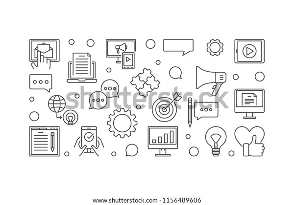 Digital Content Outline Vector Horizontal Banner Stock Vector (Royalty ...