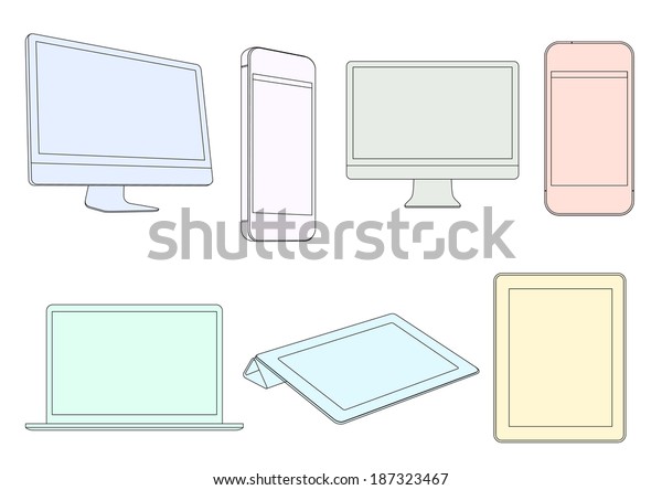 Digital Devices Pastel Colors Vector Set Stock Vector (Royalty Free ...