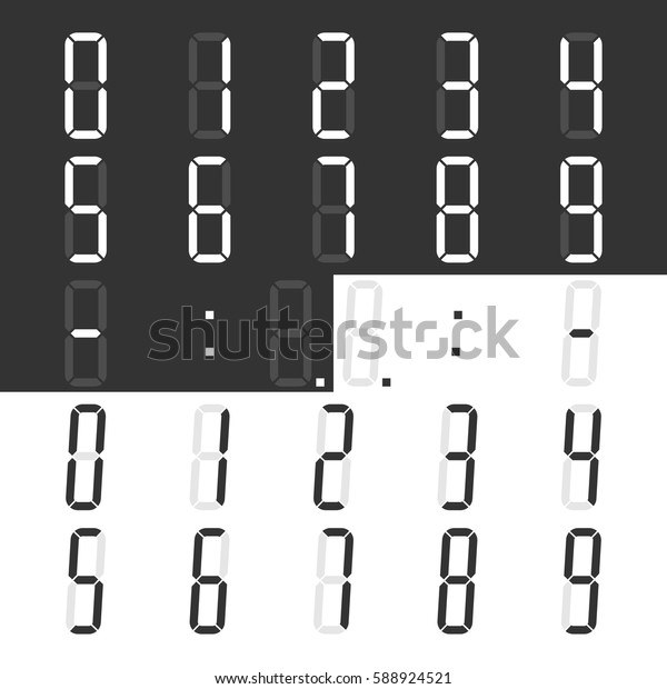 Digital Display Numbers Symbols Set Calculator: стоковая векторная ...