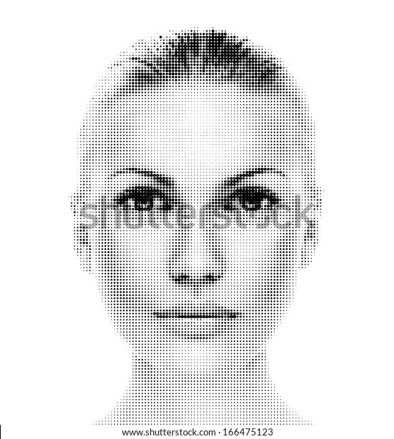 Digital Dotted Beautiful Womans Portrait Stock Vector (Royalty Free ...