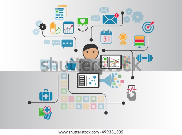 Digital Ehealth Concept Vector Illustration Cartoon 库存矢量图（免版税）499331305 ...