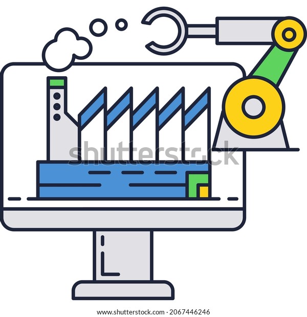Digital Factory Icon Iot Smart Automation Stock Vector (Royalty Free ...