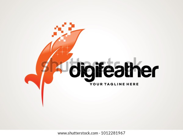 Digital Feather Logo Template Design Vector Stock Vector (Royalty Free ...