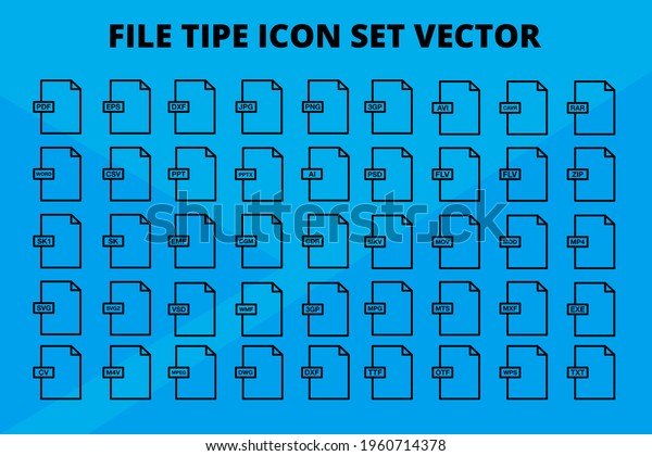 Digital File Tipe Icon Set Line Stock Vector (Royalty Free) 1960714378 ...