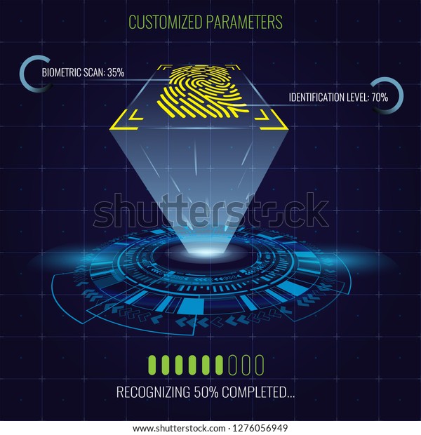 Digital Fingerprint Identification System Lighting Circle Stock Vector ...