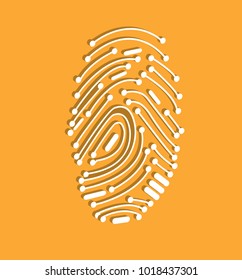 Fingerprint Sign Illustration Flat Orange Icon Stock Vector (Royalty ...