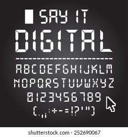 Digital Font Letters Numbers Punctuation Stock Vector (Royalty Free ...