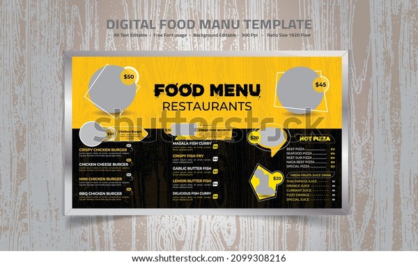 Vektor Stok Digital Food Menu Design Template Vector (Tanpa Royalti ...