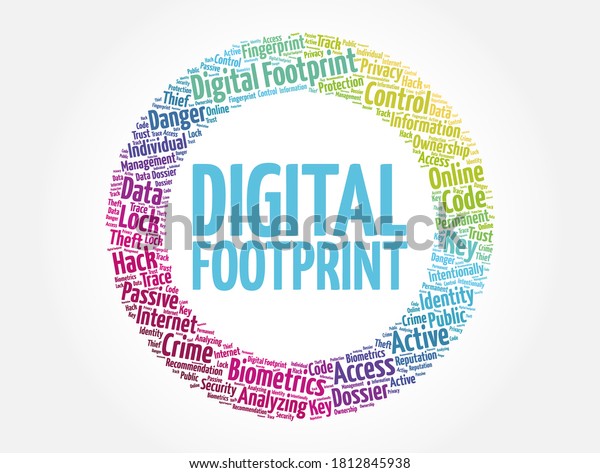 Digital footprint word cloud collage, concept background Digital footprint word cloud collage, concept background