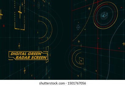 Digital Green Radar Screen Radar Control Stock Vector (Royalty Free ...