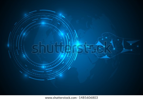 Digital Hand Touch On Abstract Background Stock Vector (Royalty Free ...