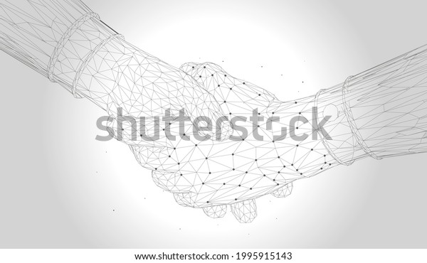 Digital Handshake Wireframe Technology Illustration Two Stock Vector ...