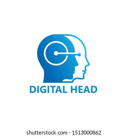 Digital Head Logo Template Design Stock Vector (Royalty Free ...